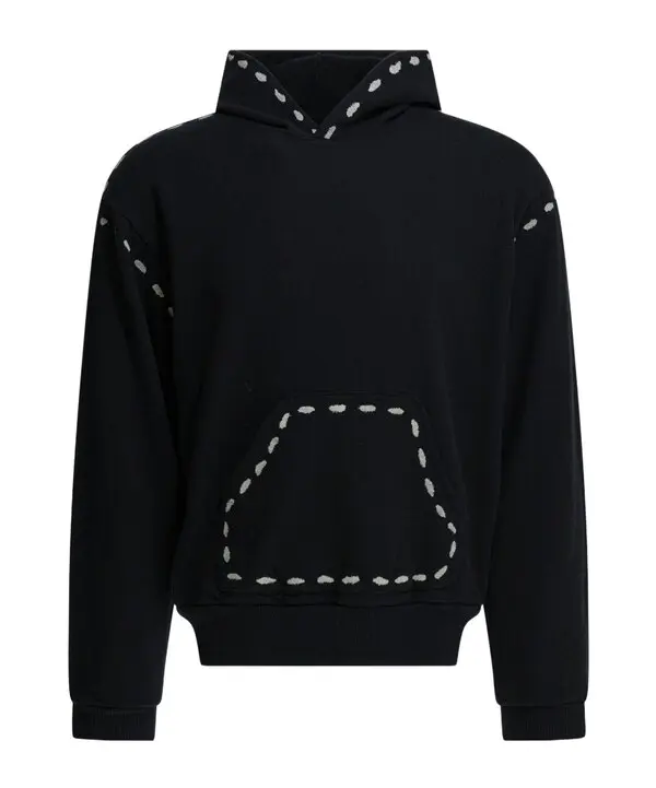 Kapital Long-sleeved Hooded Sweatshirt With Contrast Stitching - Black