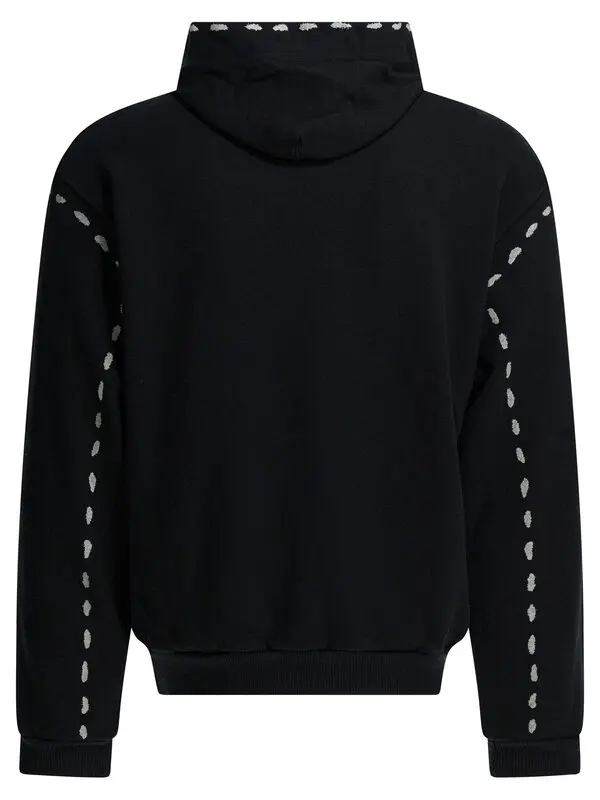 Kapital Long-sleeved Hooded Sweatshirt With Contrast Stitching - Black