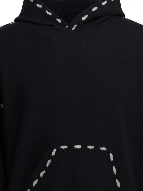 Kapital Long-sleeved Hooded Sweatshirt With Contrast Stitching - Black