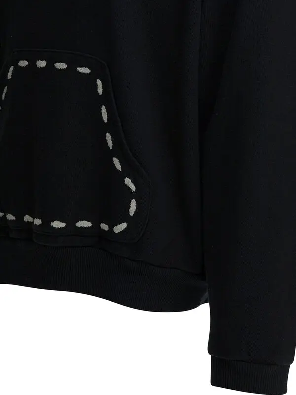 Kapital Long-sleeved Hooded Sweatshirt With Contrast Stitching - Black