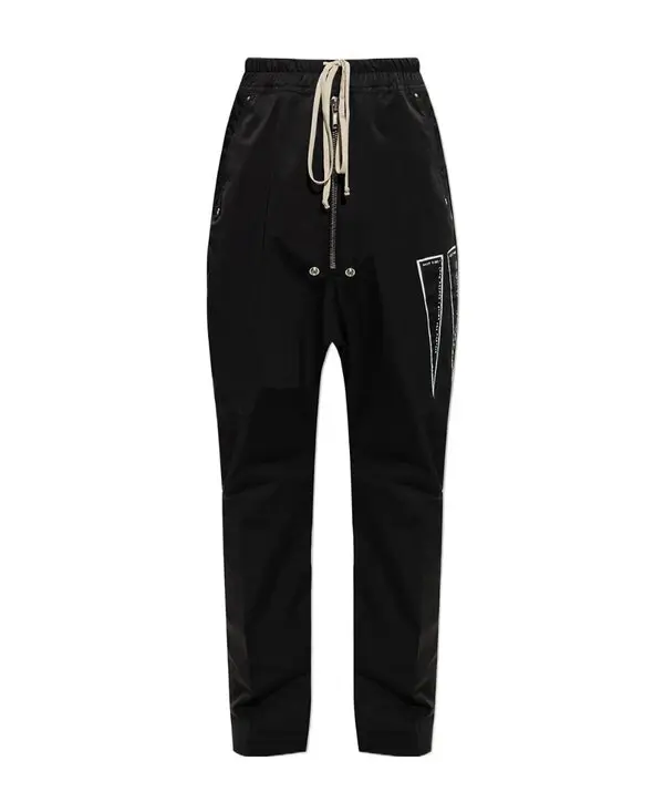 Rick Owens Drop-crotch Trousers With Logo Appliques