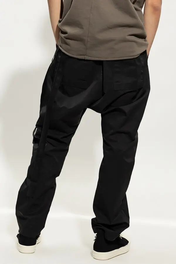 Rick Owens Drop-crotch Trousers With Logo Appliques