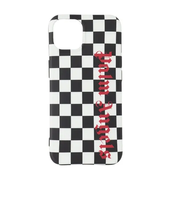 Palm Angels Checkerboard Logo-print Iphone 13 Case - Black