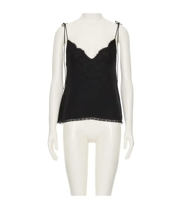 Valentino Garavani Lace Trim Spaghetti Strap V-neck Camisole - Black
