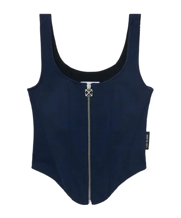 Off-White Corset Top With Zip Closure