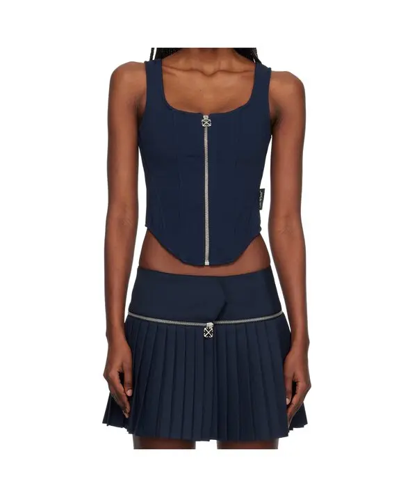 Off-White Corset Top With Zip Closure