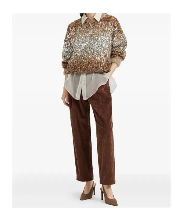 Brunello Cucinelli Elastic Waist Corduroy Pants - Red