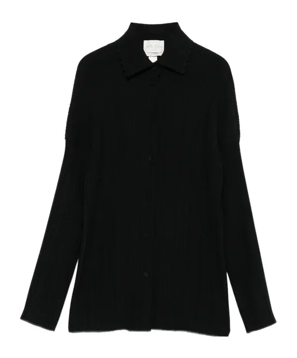 FORTE_FORTE Long Sleeve Shirt With Pleats - Black