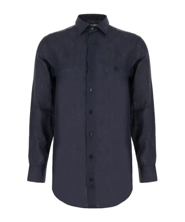 Etro Logo Embroidered Long Sleeved Shirt - Black