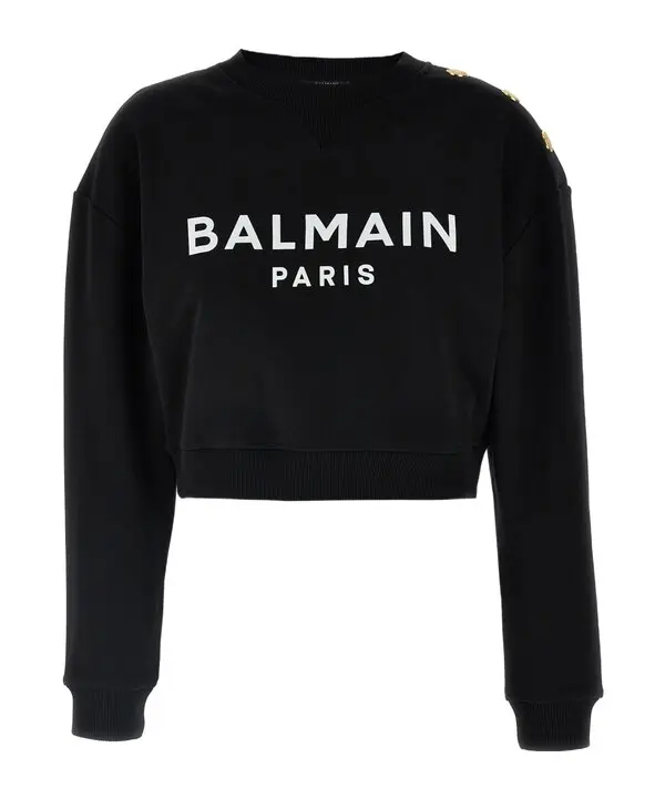 Balmain Logo Printed Sweatshirt - Black