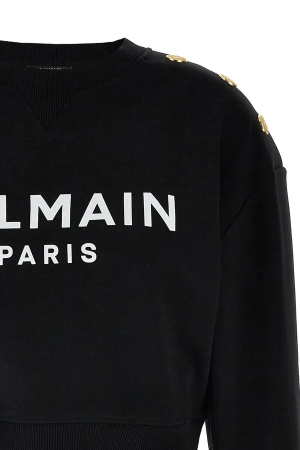 Balmain Logo Printed Sweatshirt - Black