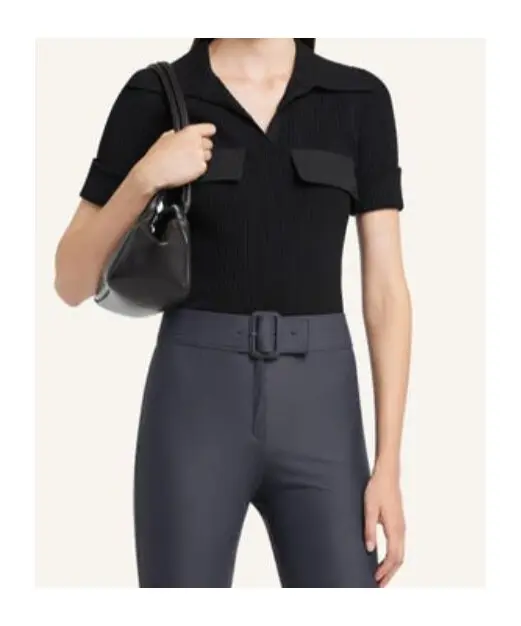 COURREGES Ribbed T-shirt With Embroidered Logo Pockets