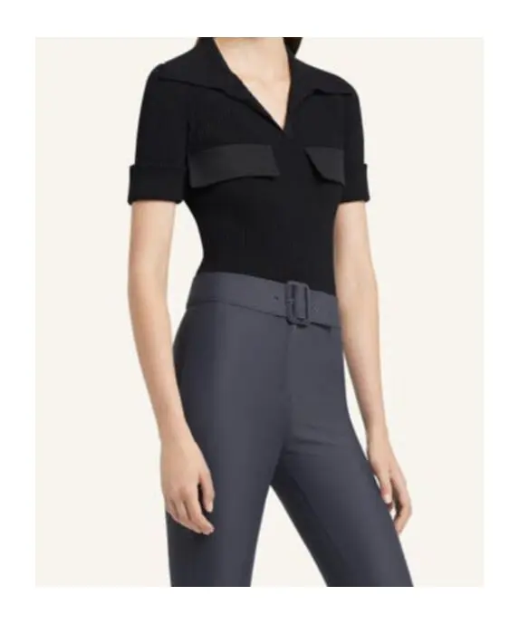 COURREGES Ribbed T-shirt With Embroidered Logo Pockets