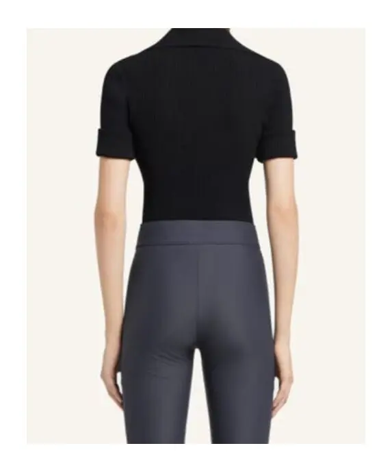 COURREGES Ribbed T-shirt With Embroidered Logo Pockets
