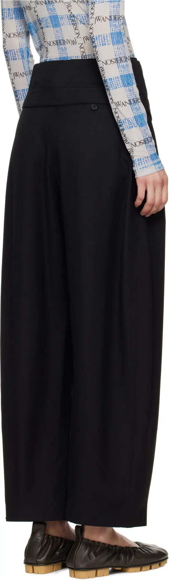 J.W.ANDERSON Fold-over Belted Wide-leg Trousers - Black