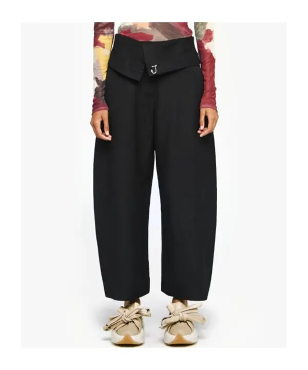 J.W.ANDERSON Fold-over Belted Wide-leg Trousers - Black