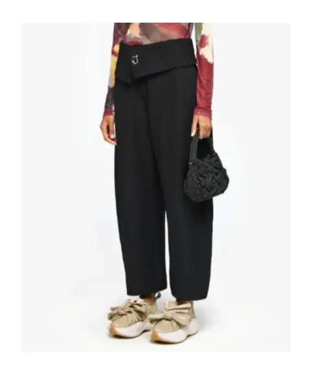 J.W.ANDERSON Fold-over Belted Wide-leg Trousers - Black