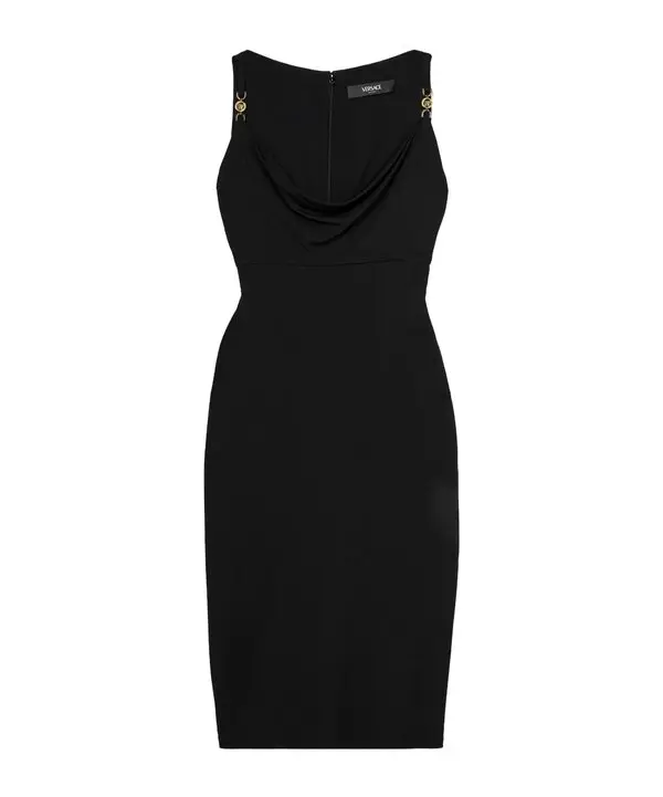 Versace Sleeveless Cowl Neck Midi Dress - Black