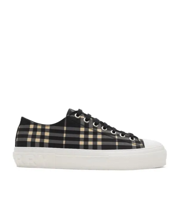 Burberry Checked Lace-up Sneakers - Black