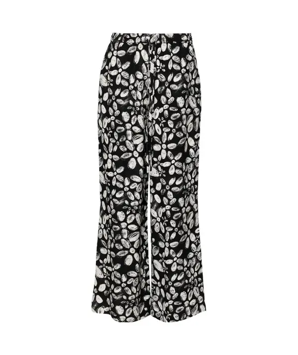 Marni Floral Print Crepe Trousers - Black