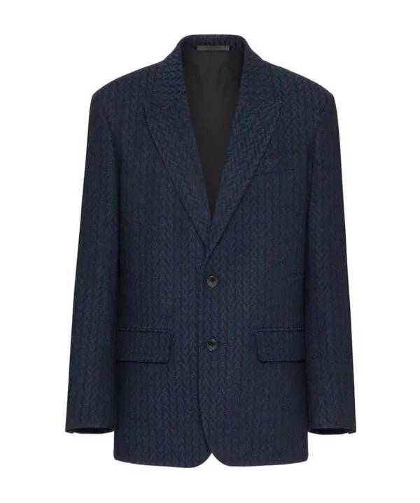 Valentino Garavani Optical Motif Detailed Tailored Jacket - Black
