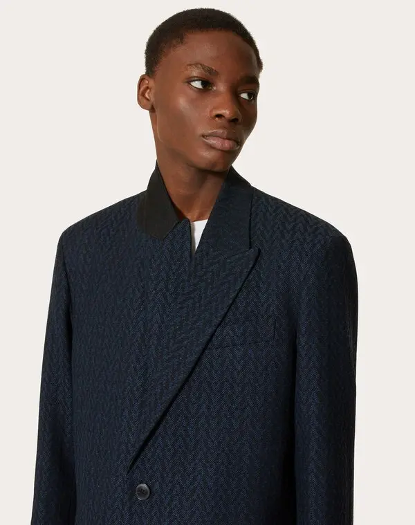 Valentino Garavani Optical Motif Detailed Tailored Jacket - Black