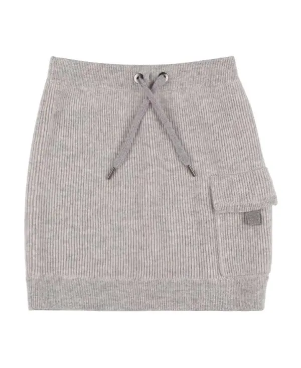 Brunello Cucinelli Ribbed Cashmere Knit Mini Skirt