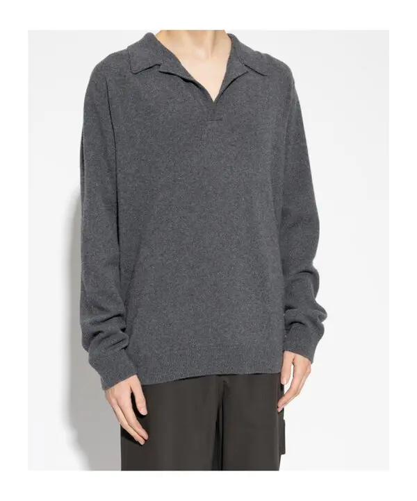 Balmain Collared Knit Long-sleeve Sweater - Grey