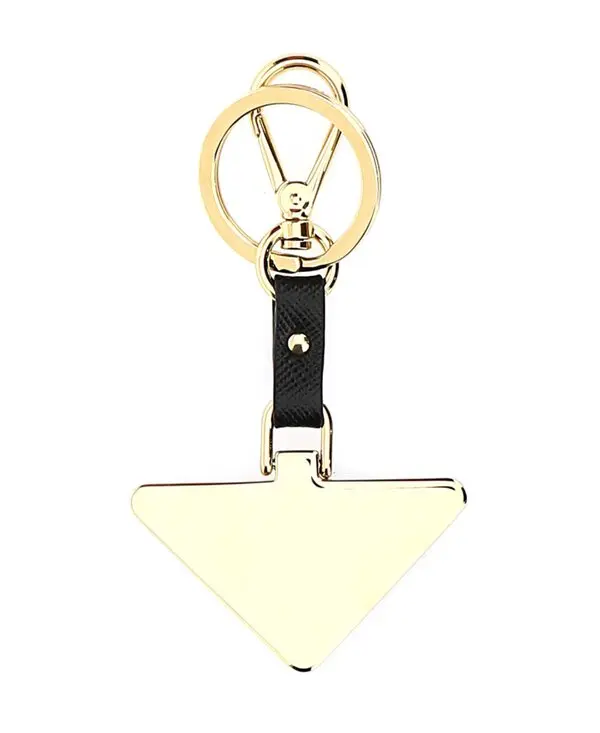 Prada Triangle Logo Keyring - Black