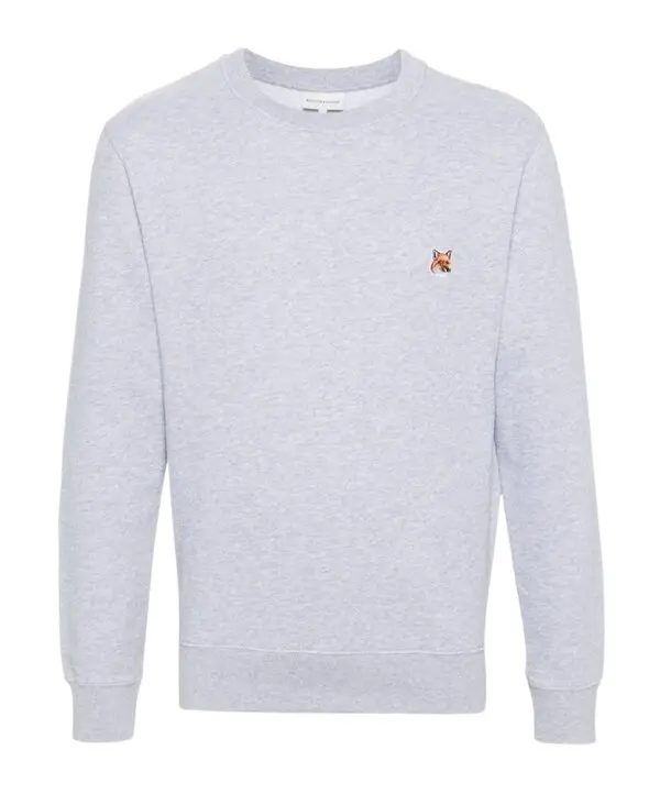 Maison Kitsuné Long-sleeved Sweater With Fox Logo - White