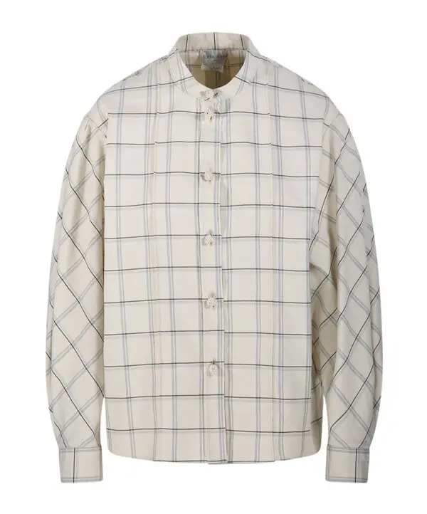 FORTE_FORTE Long Sleeve Checkered Shirt - White