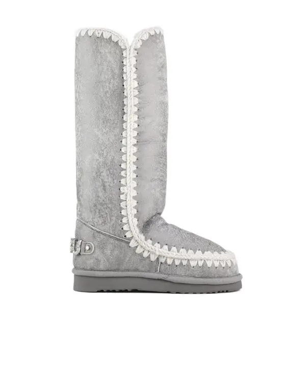 Mou Logo Embellished Knee-high Boots - Gray