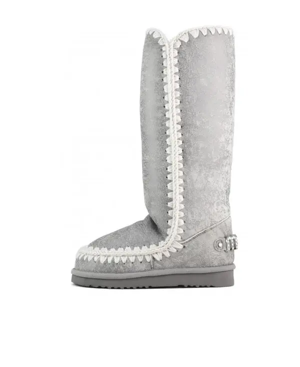 Mou Logo Embellished Knee-high Boots - Gray