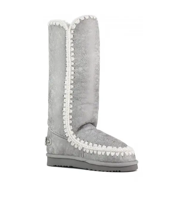 Mou Logo Embellished Knee-high Boots - Gray