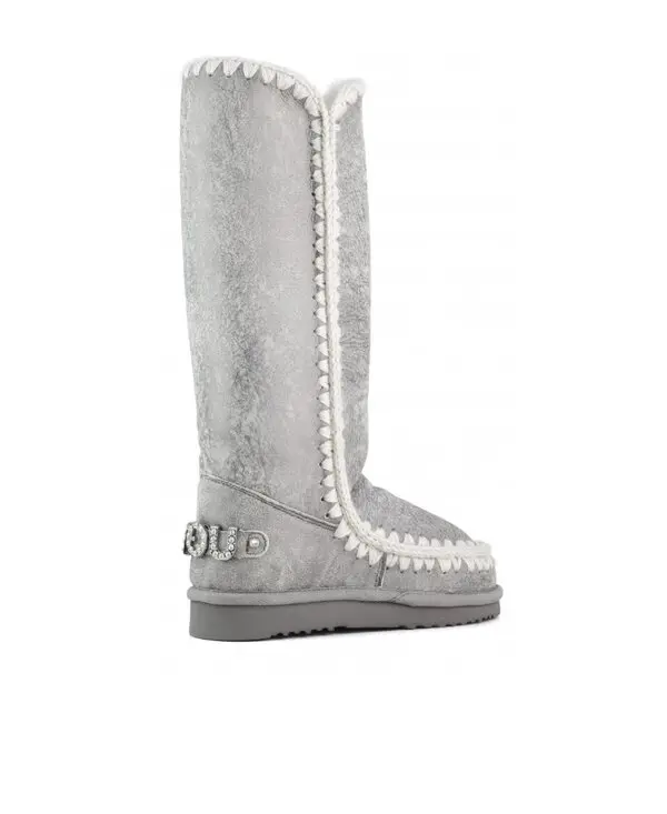 Mou Logo Embellished Knee-high Boots - Gray