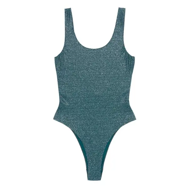 Oseree Round Neck One-piece Swimsuit - Blue