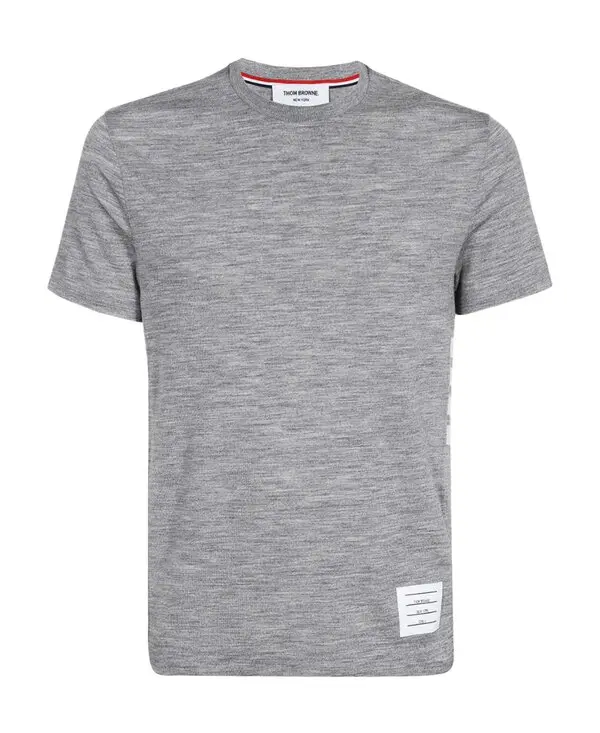 Thom Browne Logo Patch Crewneck T-shirt - Light Gray