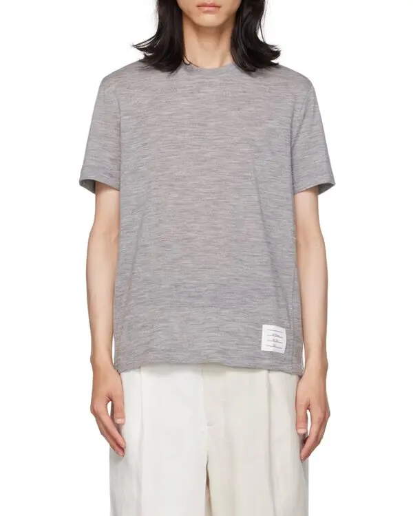 Thom Browne Logo Patch Crewneck T-shirt - Light Gray