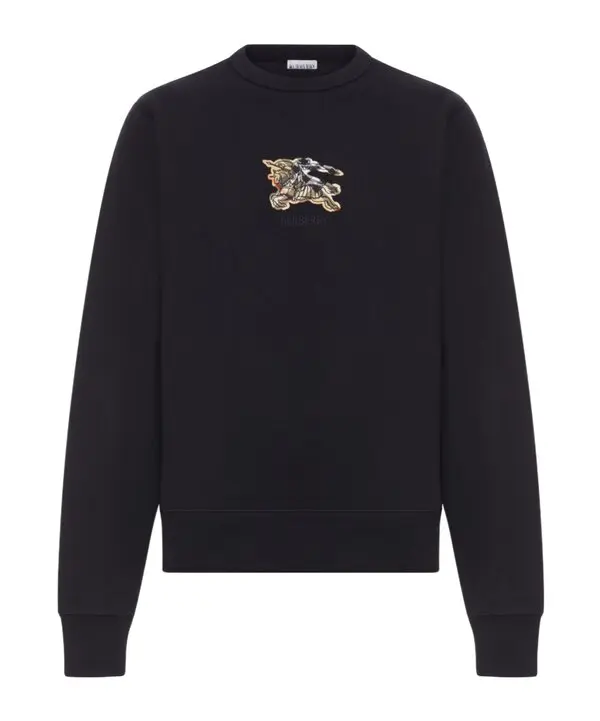 Burberry Checked Crewneck Sweatshirt - Black