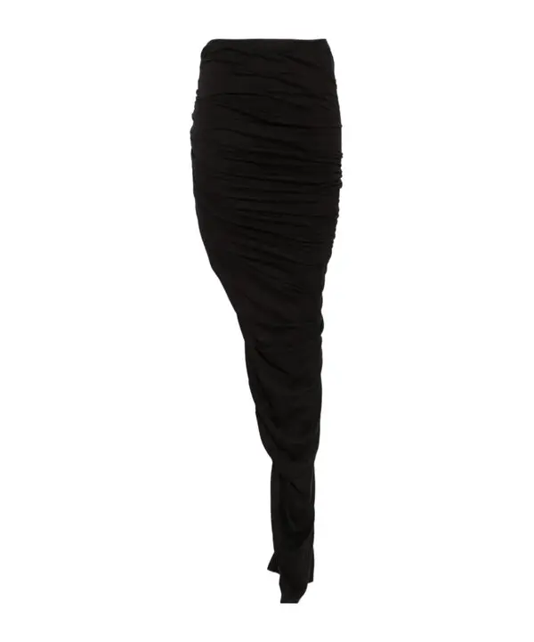 Rick Owens Soft Edfu Ruched Maxi Skirt - Black