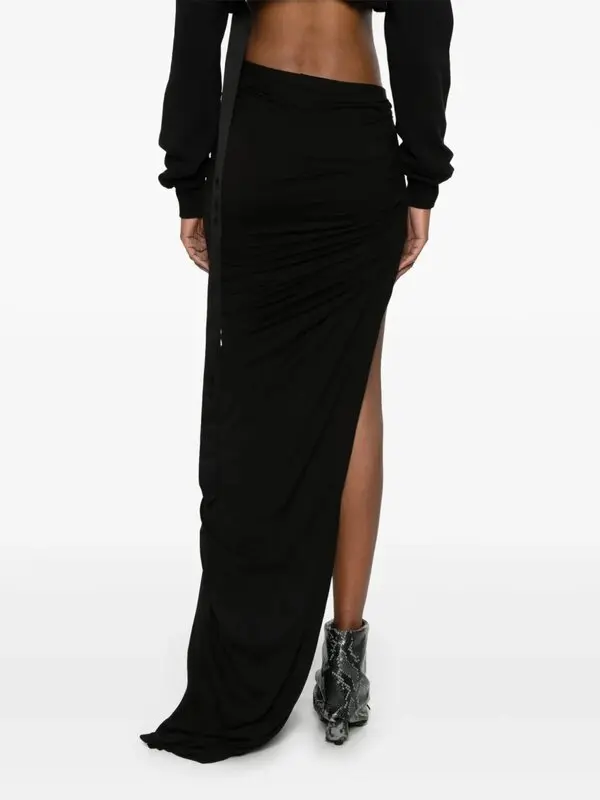 Rick Owens Soft Edfu Ruched Maxi Skirt - Black