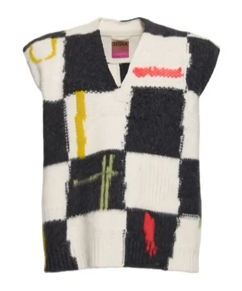Zegna Cashmere Wool V-neck Vest - White
