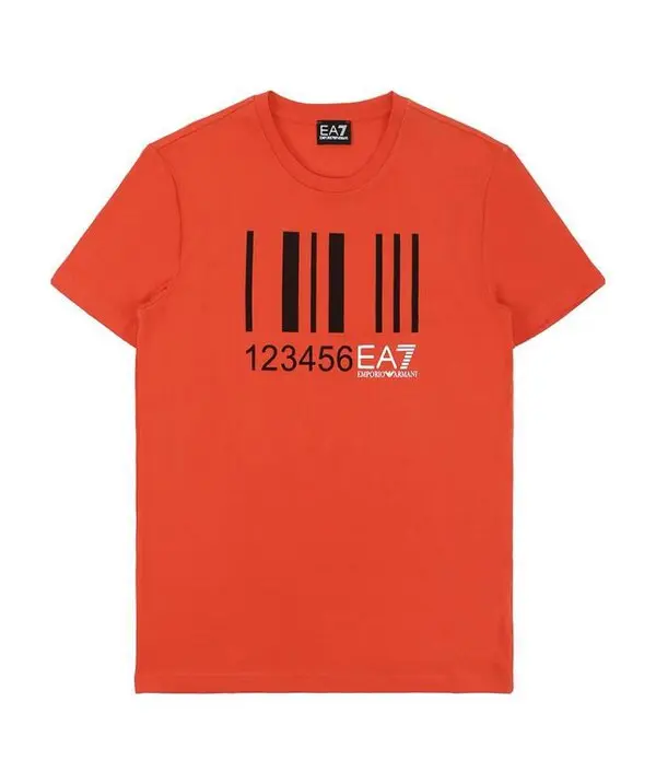 EA7 Logo T-shirt With Round Neck - Red