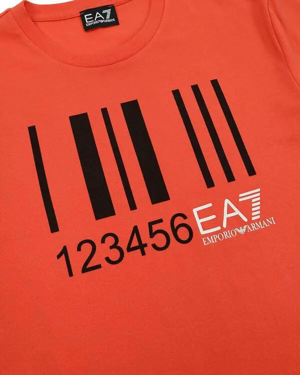 EA7 Logo T-shirt With Round Neck - Red