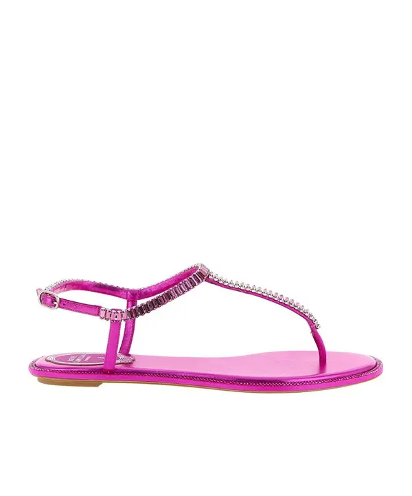 Rene Caovilla Diana Embellished Flat Sandals - Pink