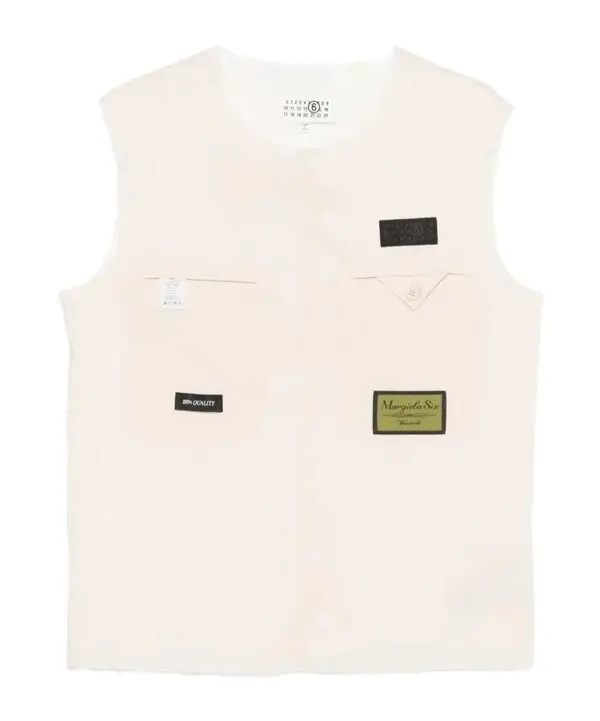 MAISON MARGIELA Logo Patch Sleeveless Vest - Off White