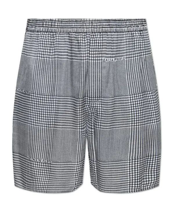 Balmain Houndstooth Patterned Wide-legged Shorts - Grey