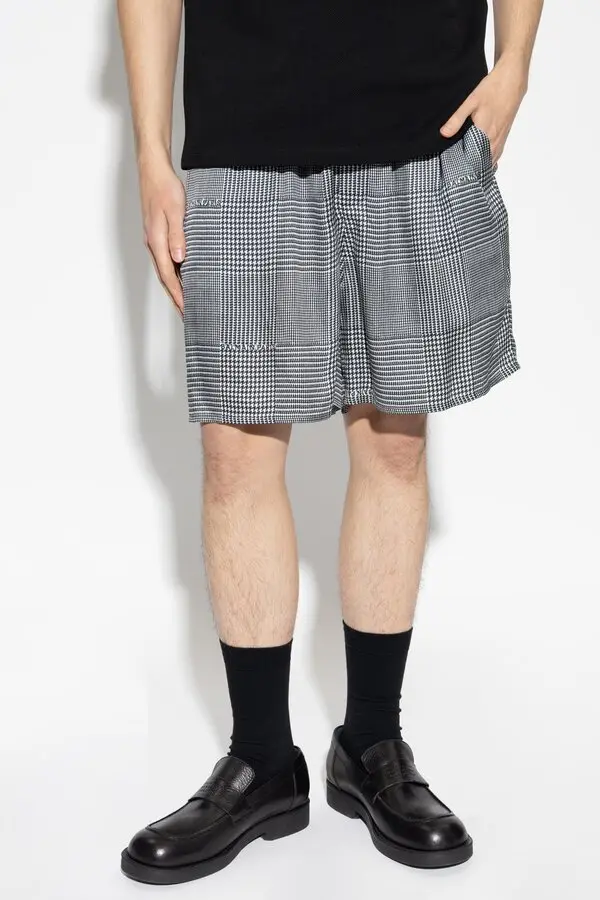 Balmain Houndstooth Patterned Wide-legged Shorts - Grey