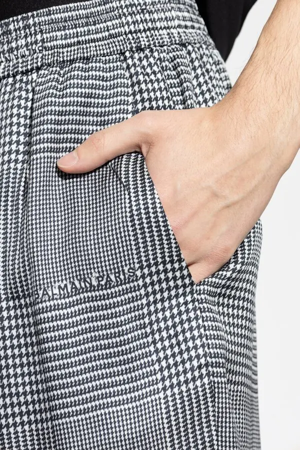 Balmain Houndstooth Patterned Wide-legged Shorts - Grey
