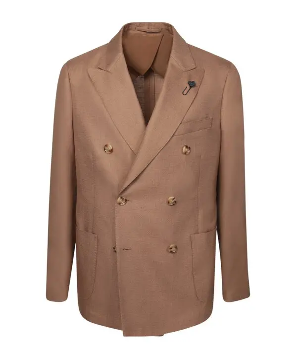 LARDINI Double Breasted Blazer - Beige